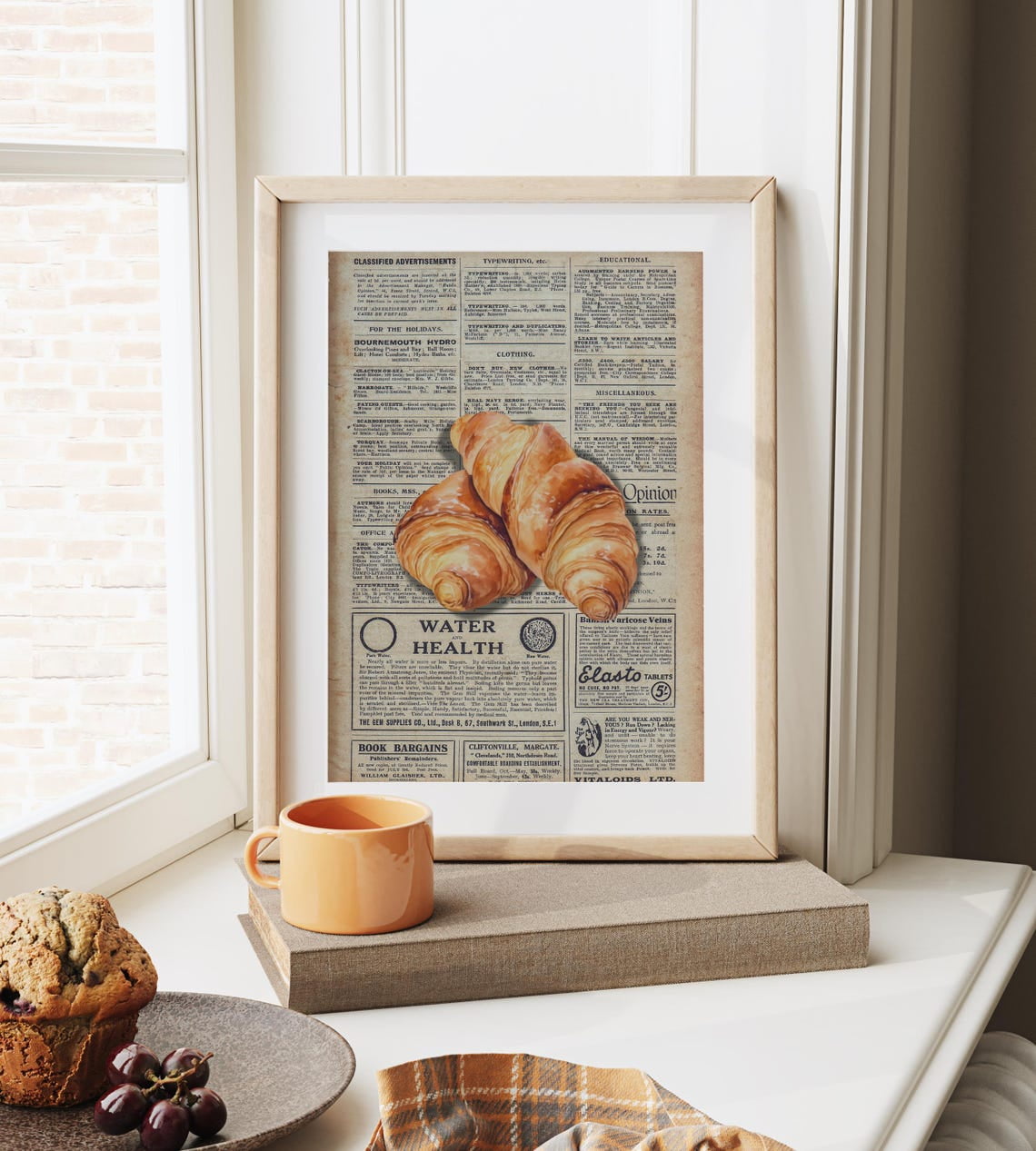 Croissant Print,Aesthetic Kitchen Wall Art,Breakfast Nook Print,Retro ...