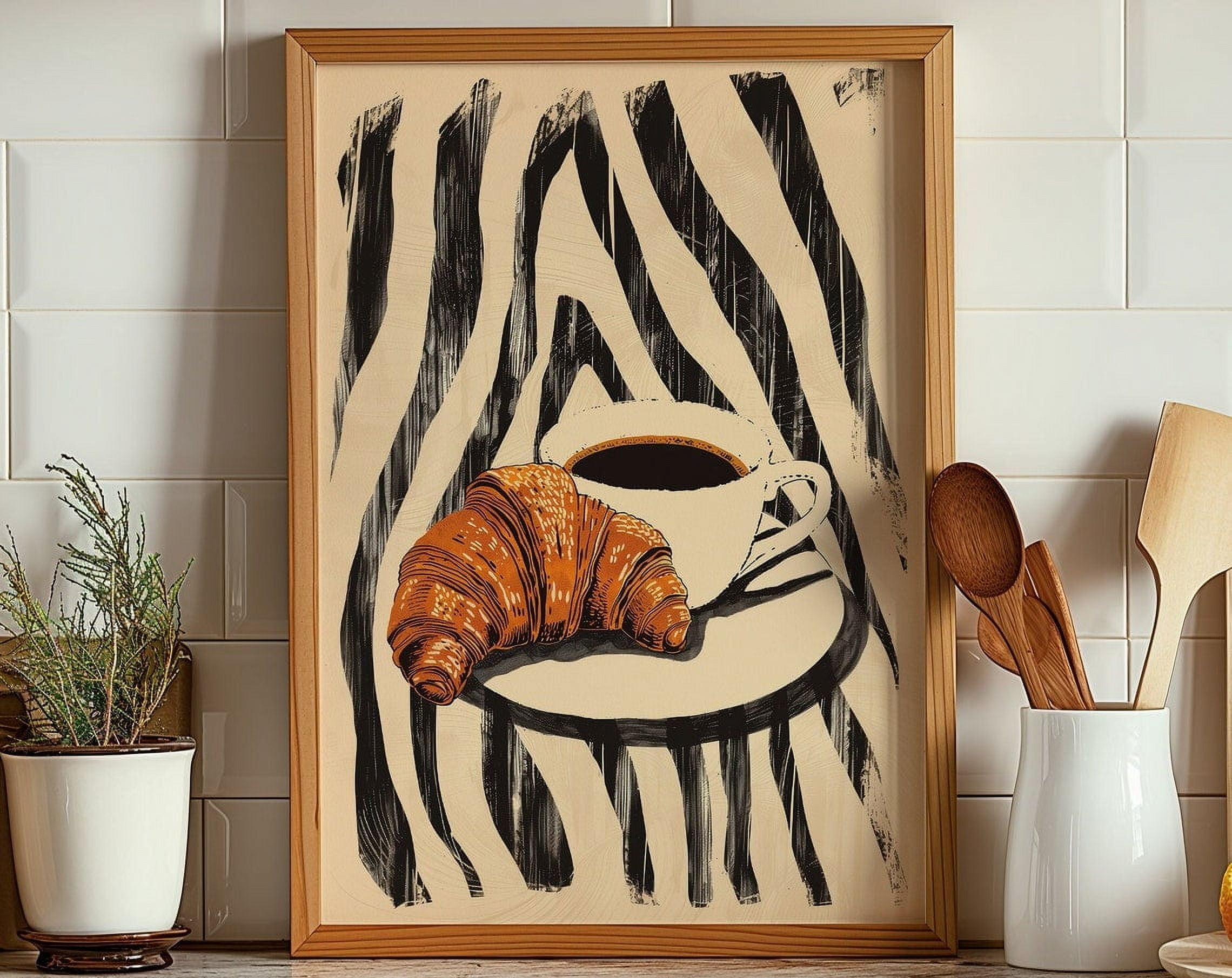 Croissant Print, Coffee Bar Print, Coffee Poster, Croissant Art, Coffee ...