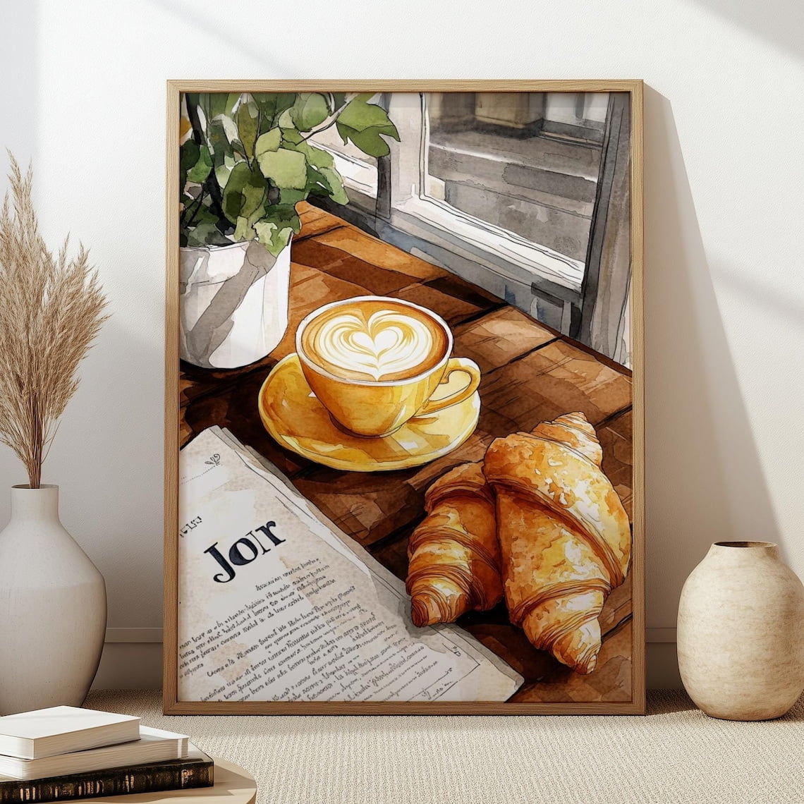 Croissant Print, French Kitchen Wall Art, Coffee Bar Print, Coffee ...