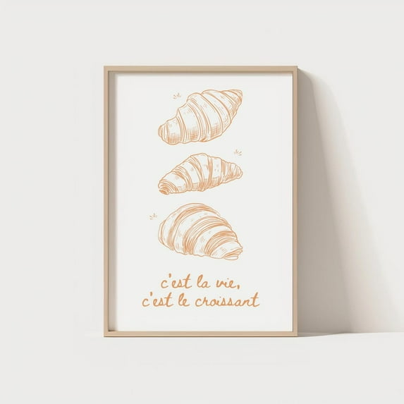 Croissant Print, Funny Food Poster, Modern Kitchen Wall Art, Trendy ...