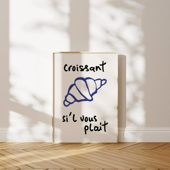 Croissant Print Kitchen Wall Art Minimalist French Bakery Pastry Print ...