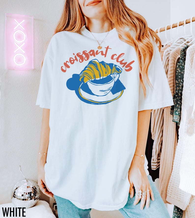 Croissant Shirt, Croissant Club Shirt, Breakfast Tshirt, French Cafe ...