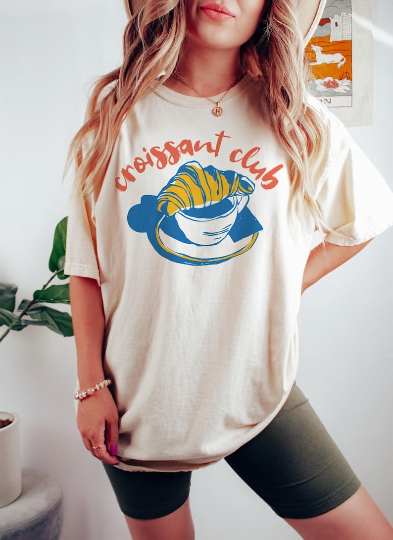 Croissant T-Shirt, Croissant Club Shirt, Breakfast Tshirt, French Cafe ...