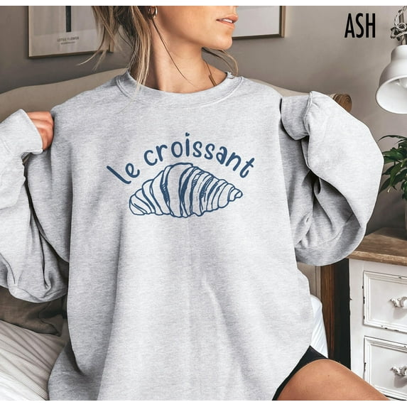 Croissant T-Shirt, French Shirt, Breakfast Crewneck, Cafe Paris France ...
