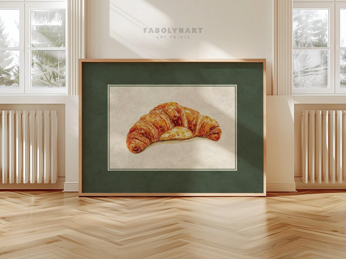 Croissant Wall Art French Bakery Kitchen Decor Foodie Bakers Rustic ...