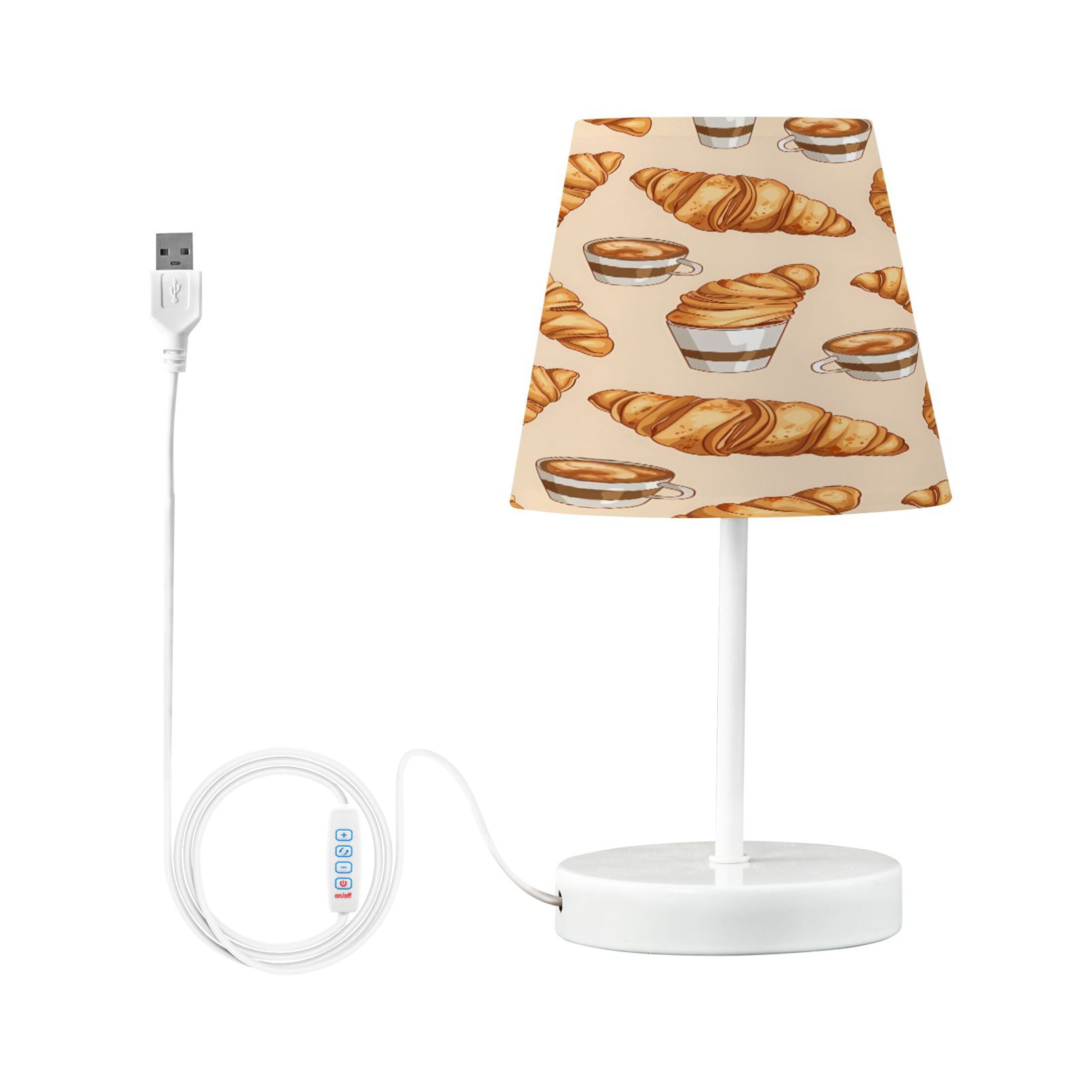 Croissant and Coffee Desk Lamp LED Table Nightstand Lamps with 3 Color ...