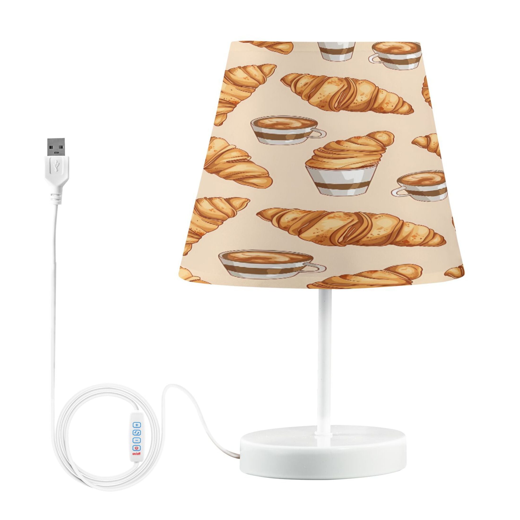 Croissant and Coffee Desk Lamp LED Table Nightstand Lamps with 3 Color ...