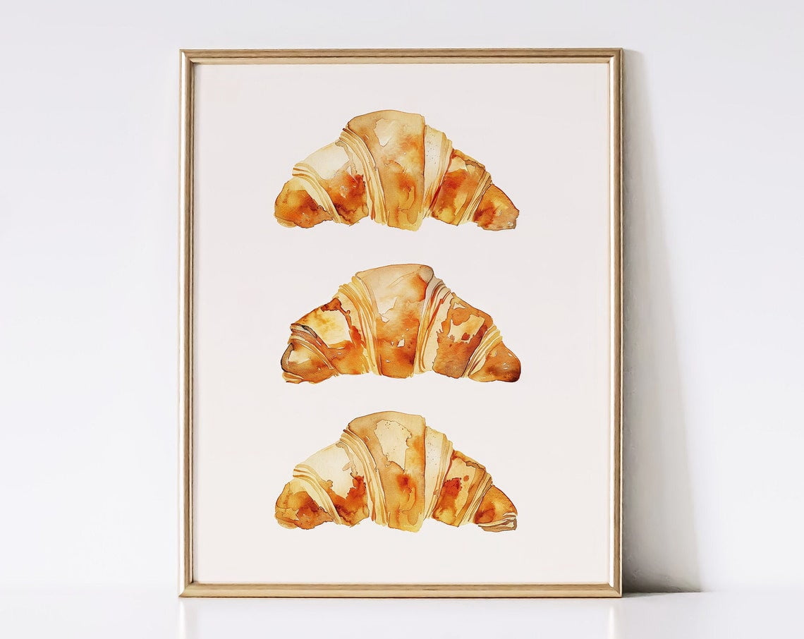 Croissants Bakery Food Art Print Wall Art Kitchen Decor Croissants ...