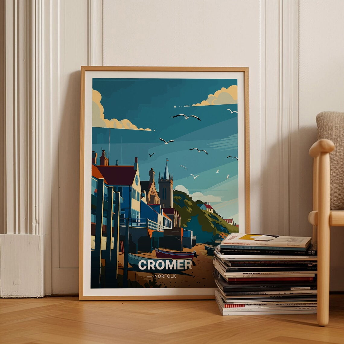 Cromer Beach Travel Poster, Norfolk Coastal Art, Unique Wedding & Birthday Gift Idea, Home Decor ...