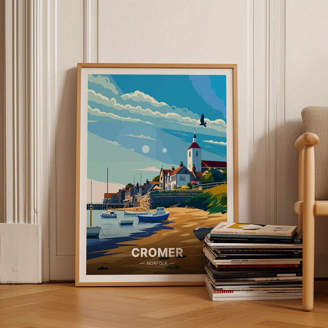 Cromer Beach Travel Poster, Norfolk Coastal Art, Unique Wedding Gift, Birthday Present, Home ...