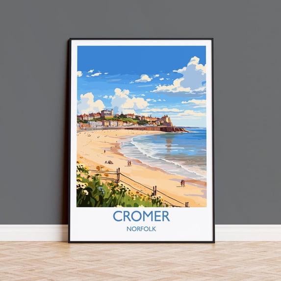 Cromer Beach Travel Print Travel Poster of Cromer Norfolk Gift England ...