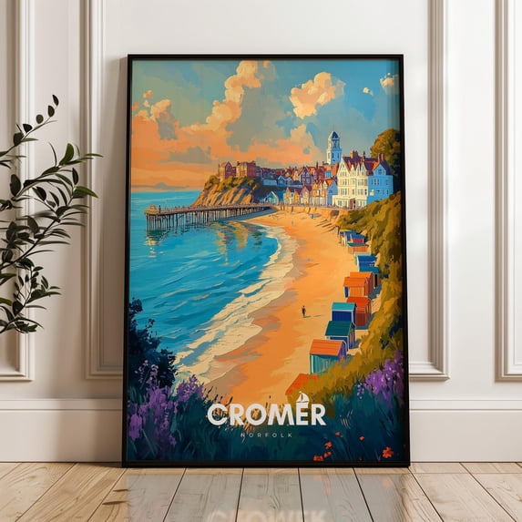 Cromer England Travel Print, Coastal Illustration, UK Seaside Art ...
