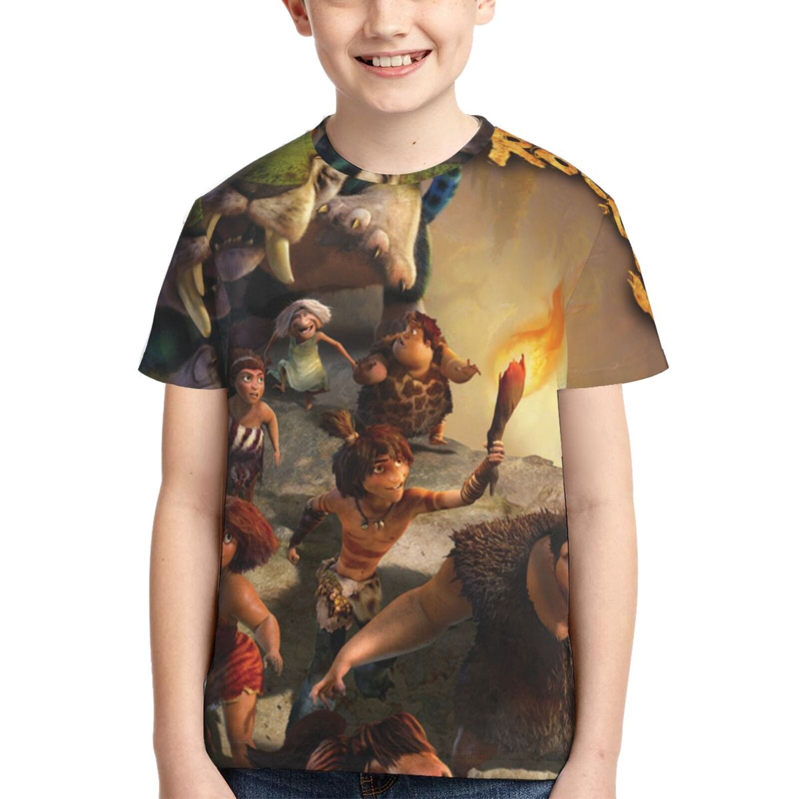 Croods Teen T-Shirt Crewneck Short Sleeve Double-Sided Print Summer Tee ...