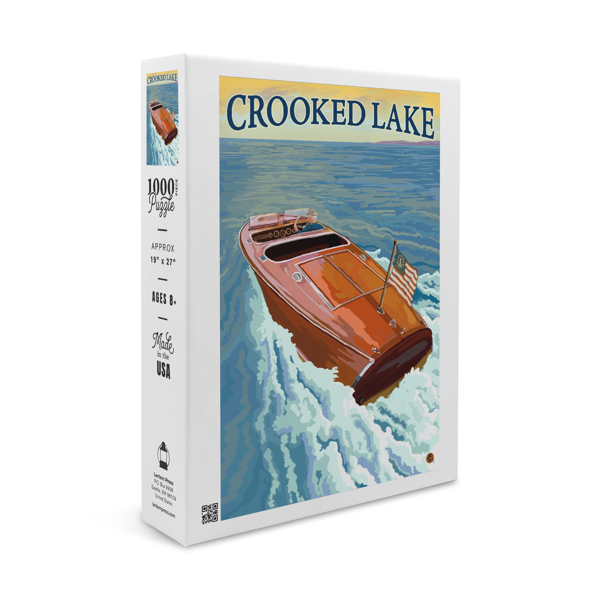 Crooked Lake, Michigan, Wooden Boat (1000 Piece Puzzle, Size 19x27 ...