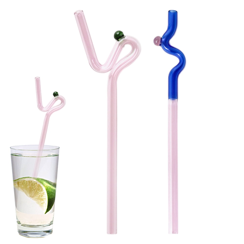 Crooked Straws Transparent Colored High Borosilicate Glass Straws for ...