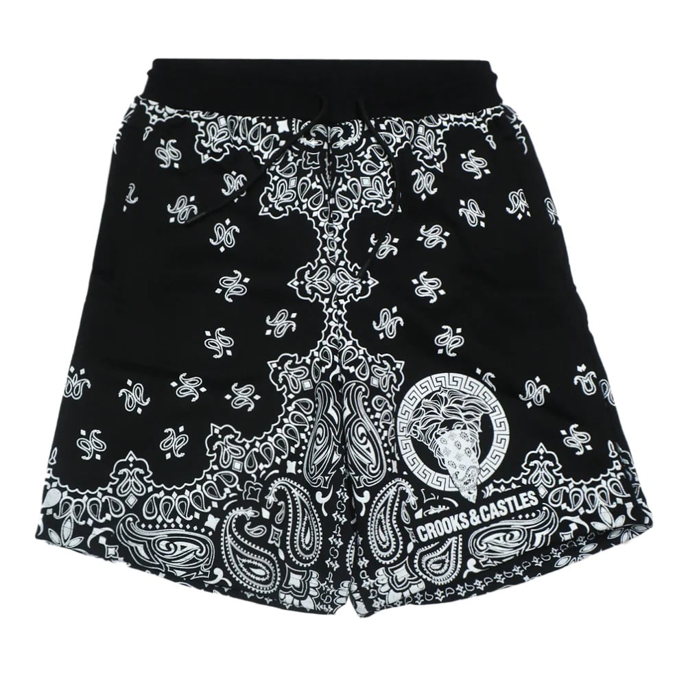 Crooks & Castles Men's Bandana Core French Terry Sweat Shorts in Black ...