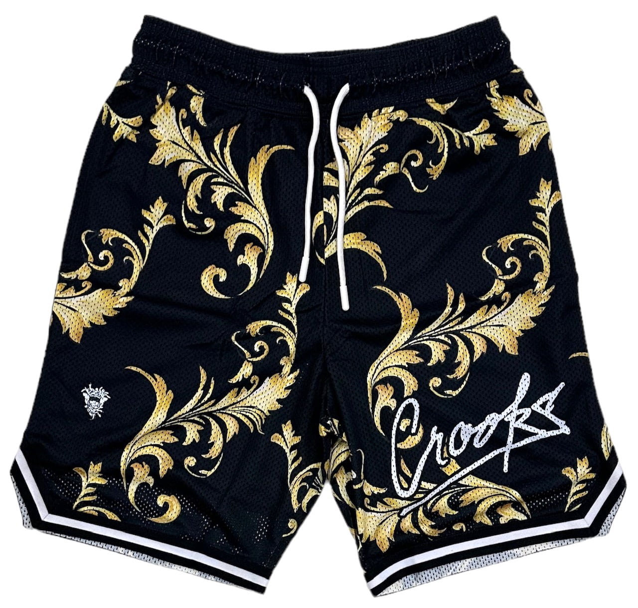 Crooks & Castles Men's Bandito Gold Swirl Mesh Basketball Shorts in ...