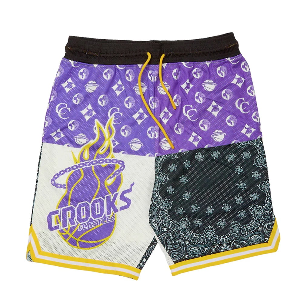 Crooks & Castles Men's LA Mesh Colorblock Basketball Shorts (Small ...