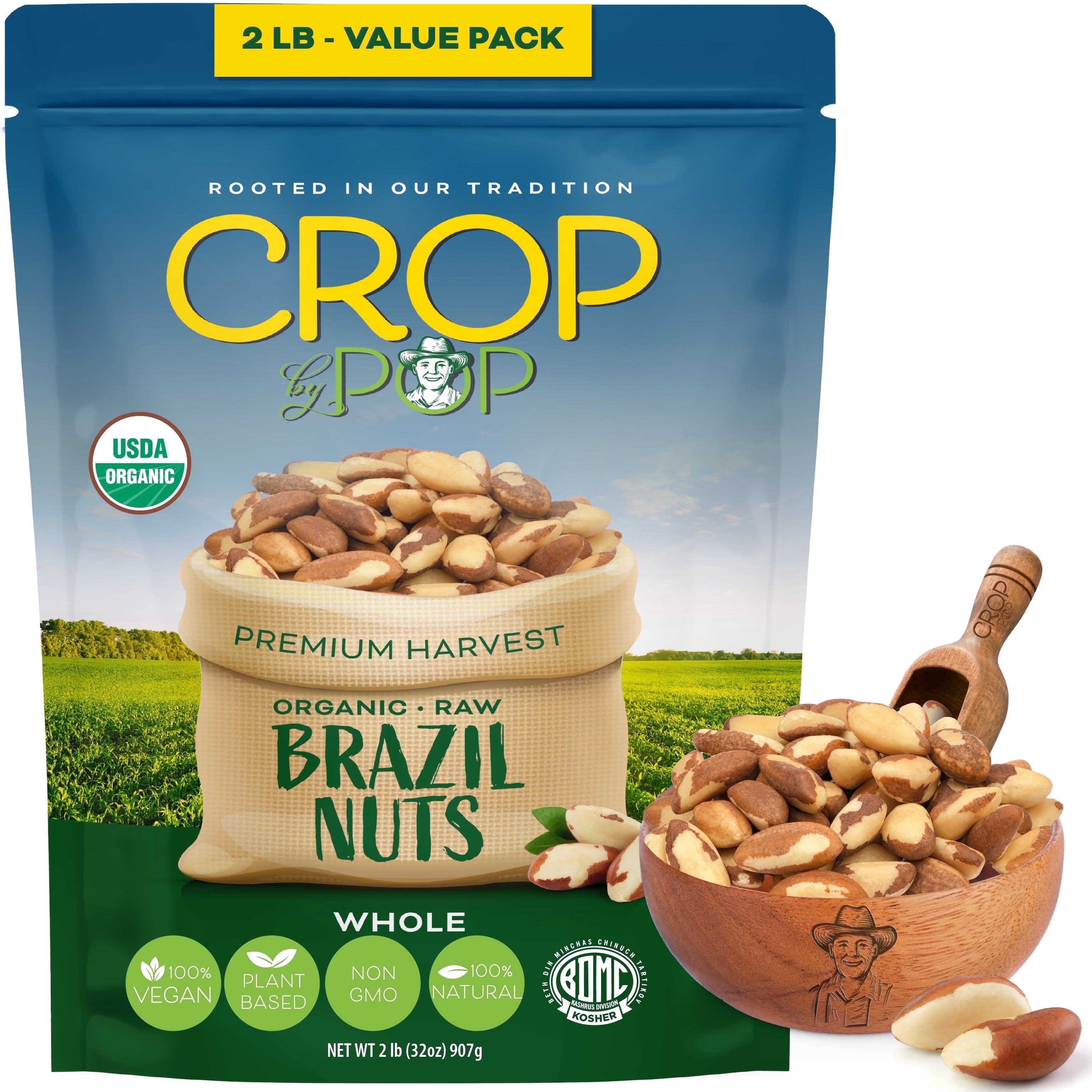 Crop By Pop Organic Raw Brazil Nuts 32 Oz Vegan Kosher Nut Superfood ...