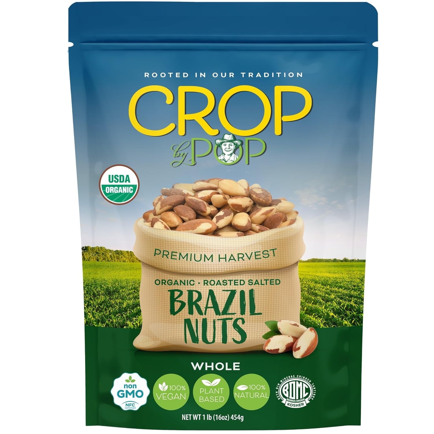 Crop By Pop - Organic Brazil Nuts Roasted & Salted USDA Non GMO (8 Oz ...