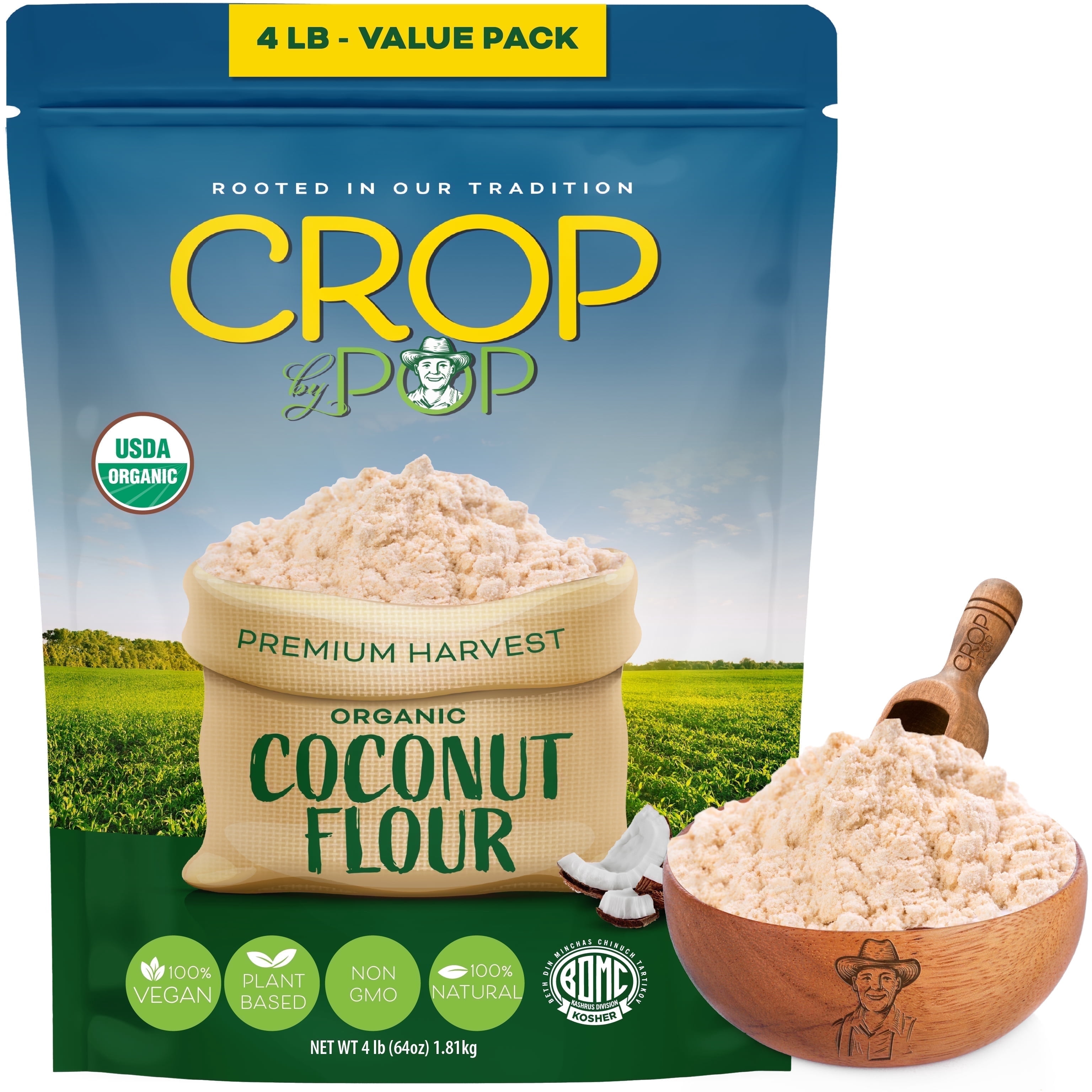 Crop By Pop - Organic Coconut Flour USDA Organic Non GMO (64 Oz - 4 LB ...