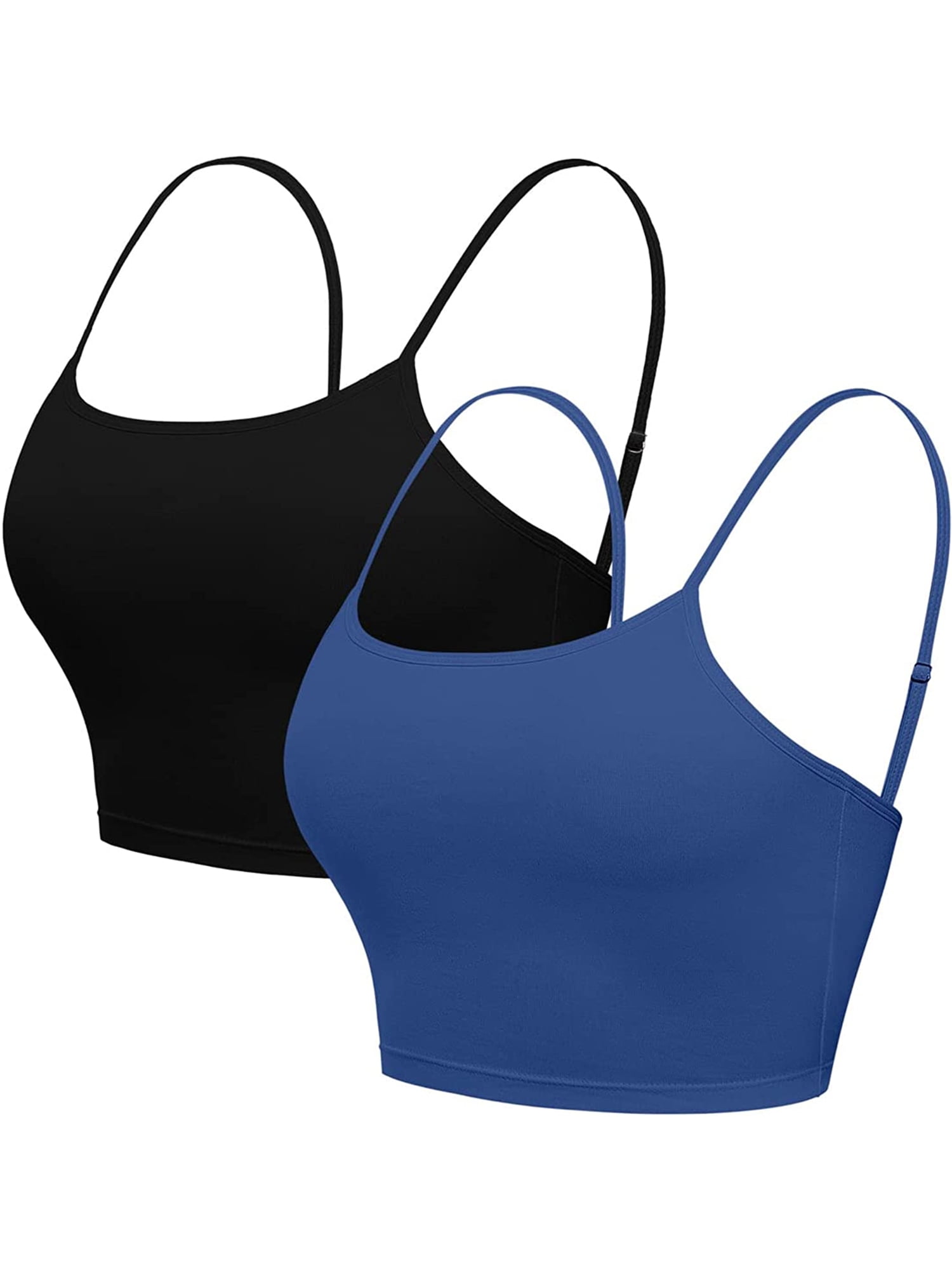Crop Camisole for Women with Shelf Bra Yoga Workout Tank Tops Pack of 2 ...