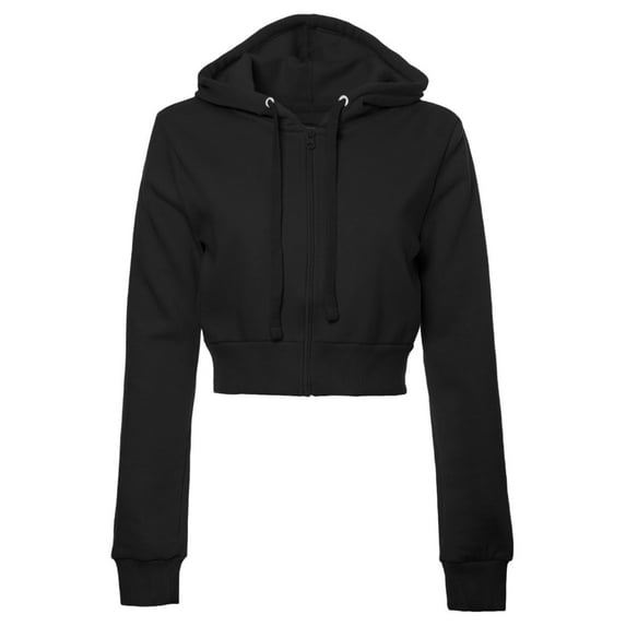 Crop Hoodies for Women Long Sleeve Zip Up Drawstring Hooded Sweatshirt ...