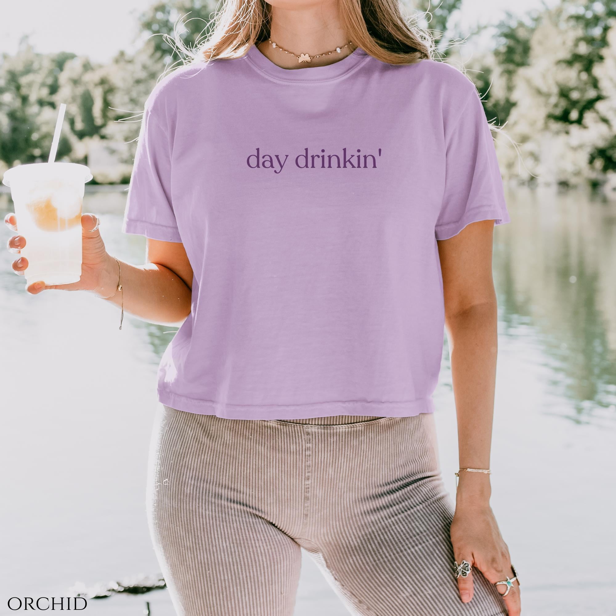 Crop Shirt Day Drinkin Funny Drinking Shirt for Women, Sarcastic Party ...