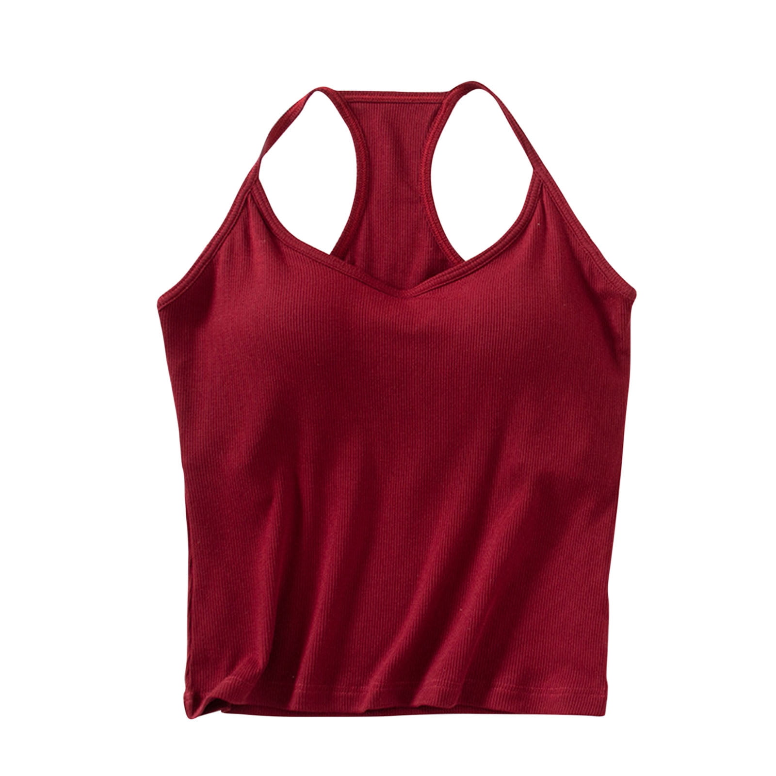 Crop Tank Top Pack for Women Built in Bra Seamless Sleeveless Shirts ...