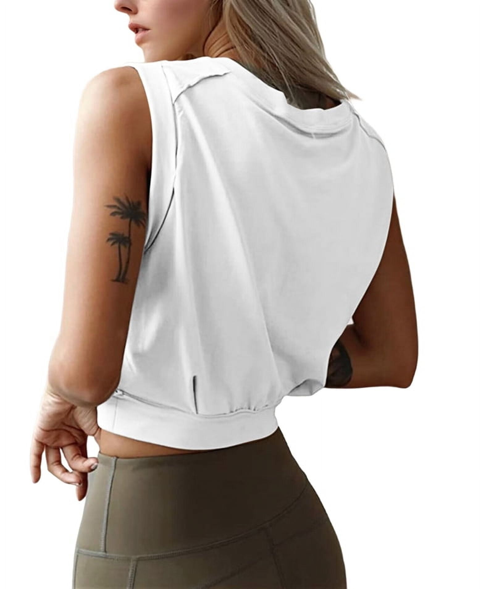 Crop Top Athletic Shirts for Women Cute Sleeveless Yoga Tops Running ...
