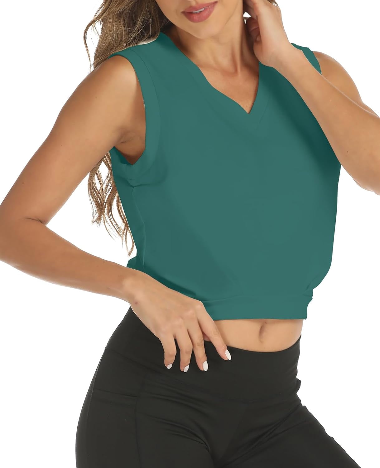 Crop Top Athletic Shirts for Women Cute Sleeveless Yoga Tops Running ...