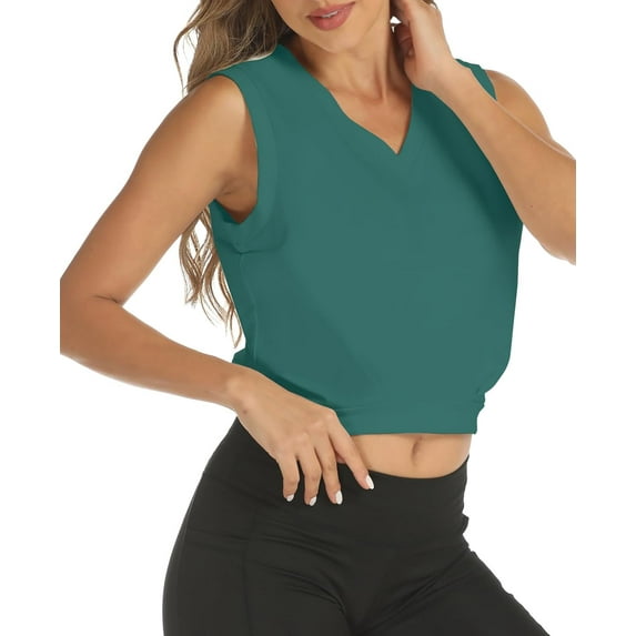 Crop Top Athletic Shirts for Women Cute Sleeveless Yoga Tops Running ...