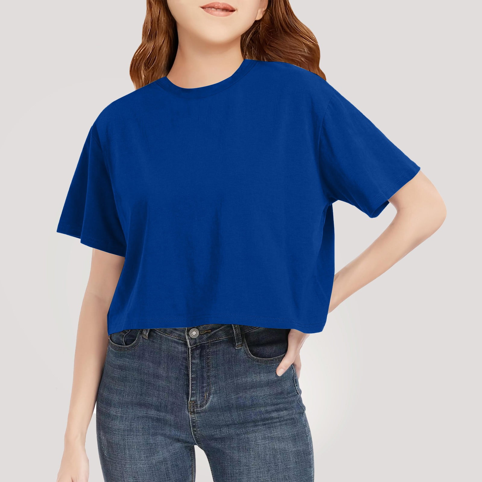 Crop Tops for Girls Casual Oversized Crop Tops Girls Short Sleeve ...