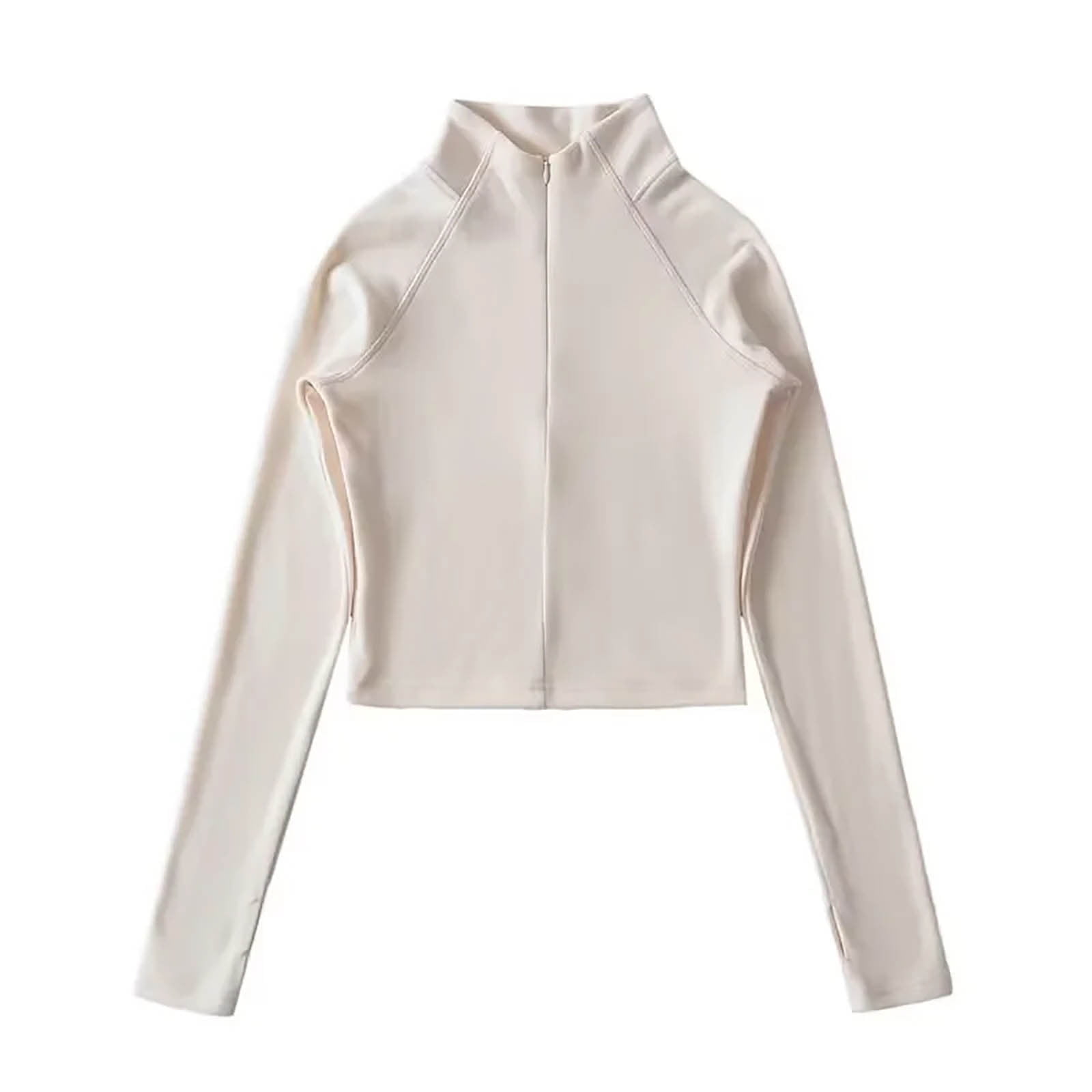 Cropped Athletic Jackets for Women Long Sleeve Blouses Tops Slim Fitted ...