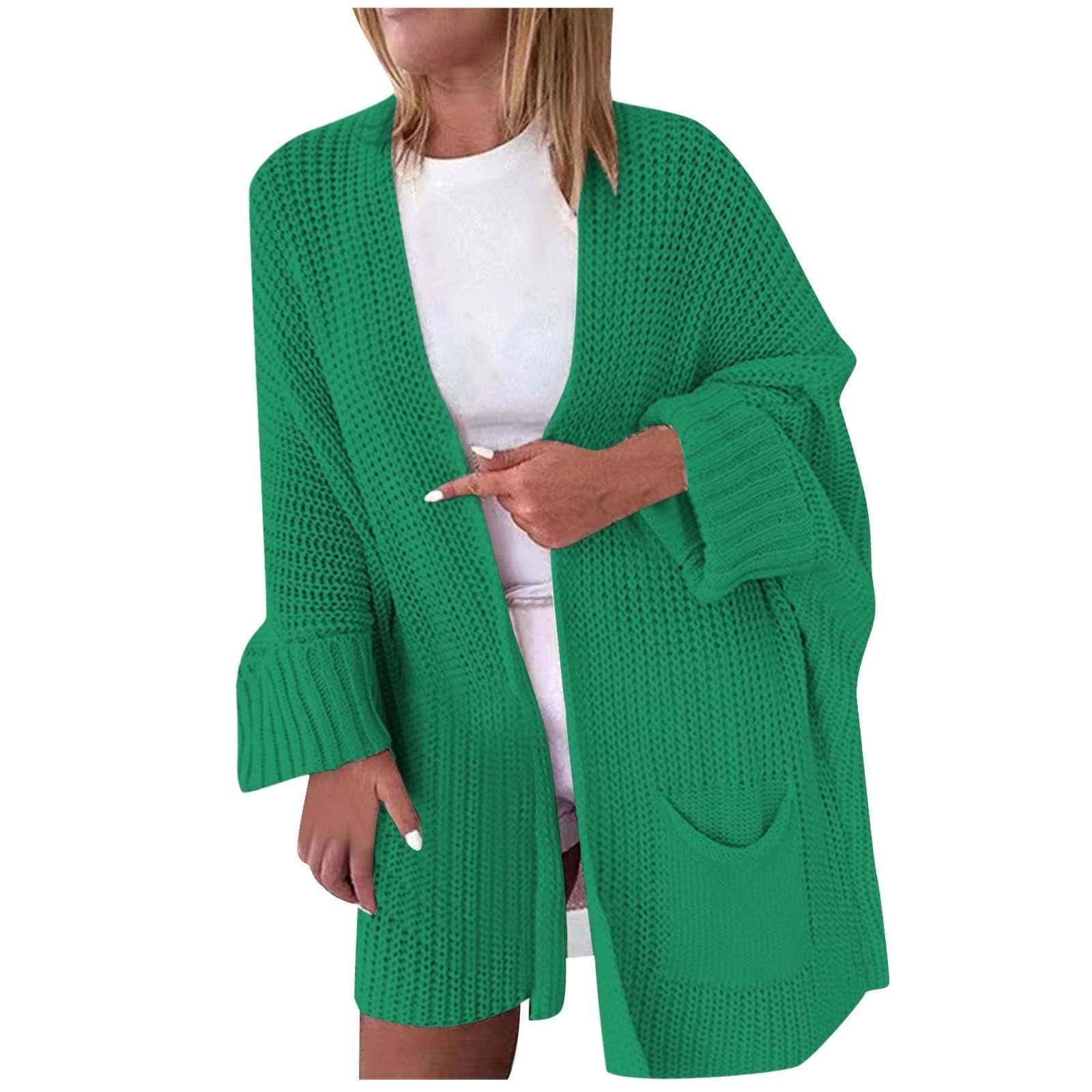 Cropped Cardigan Open Front Batwing Sleeve Sweaters Duster Outerwear ...