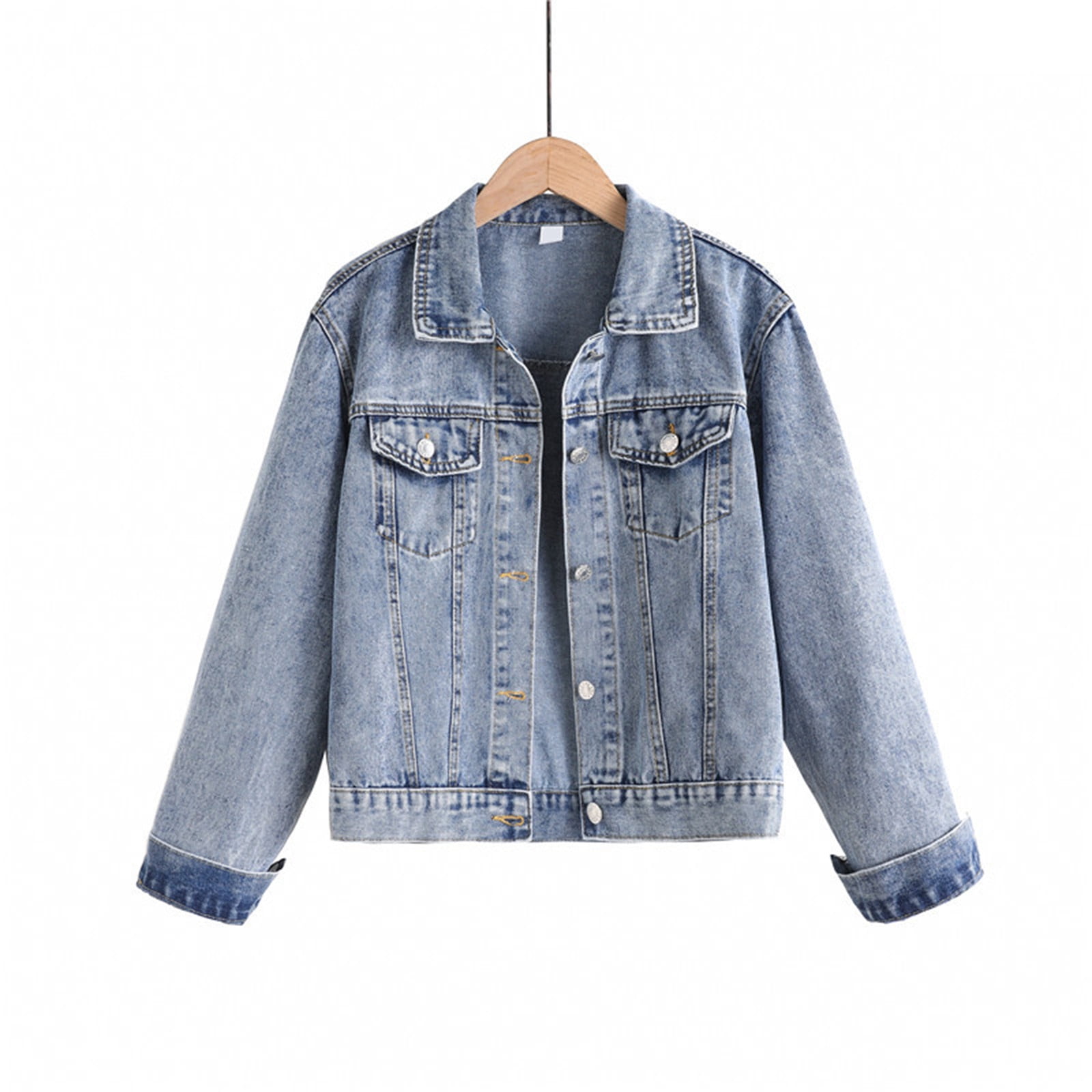 Cropped Denim Jacket for Women Women's Fashion Casual Slim Single ...