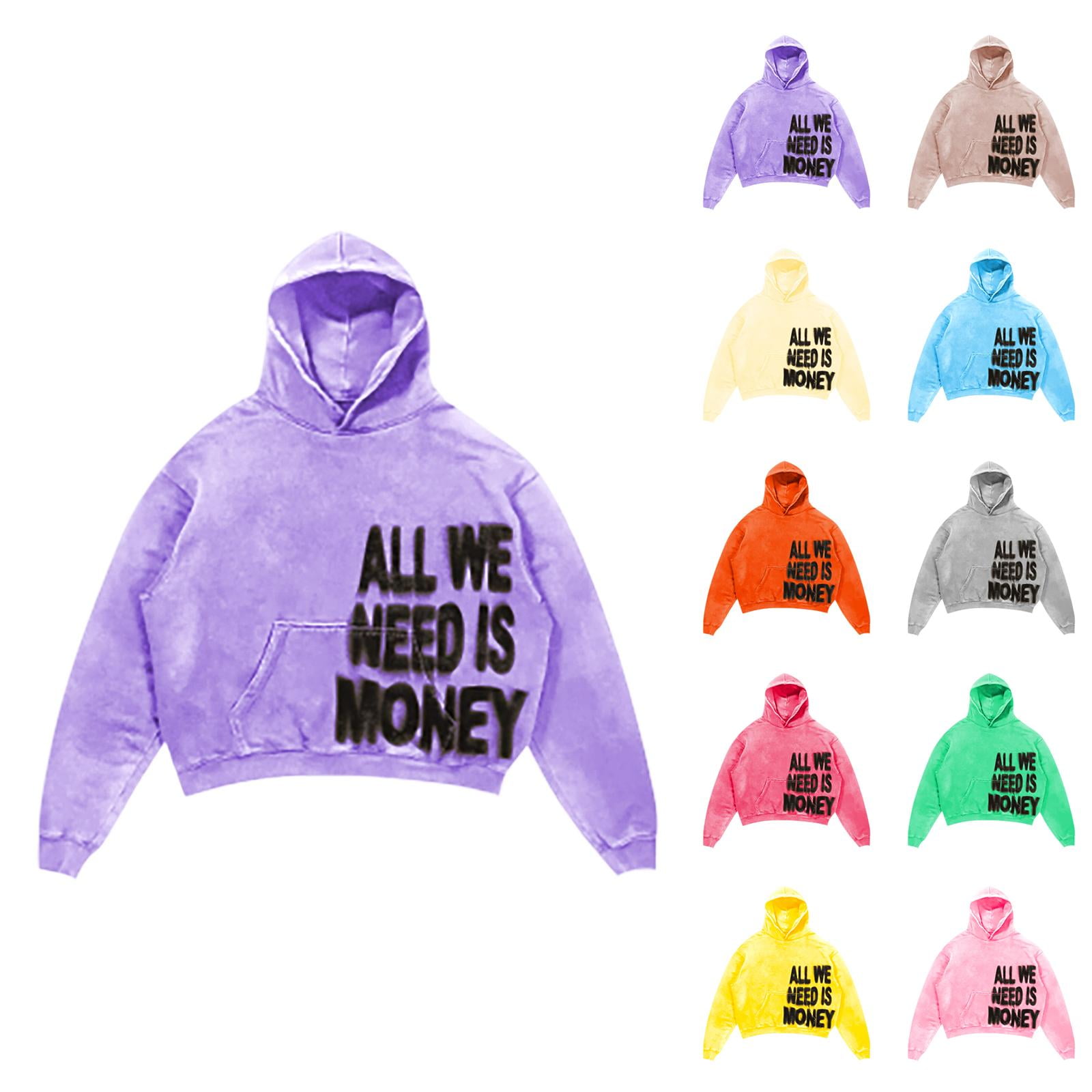 Cropped Hoodies for Men 2025 All We Need Is Money Anime Y3K Harajuku ...