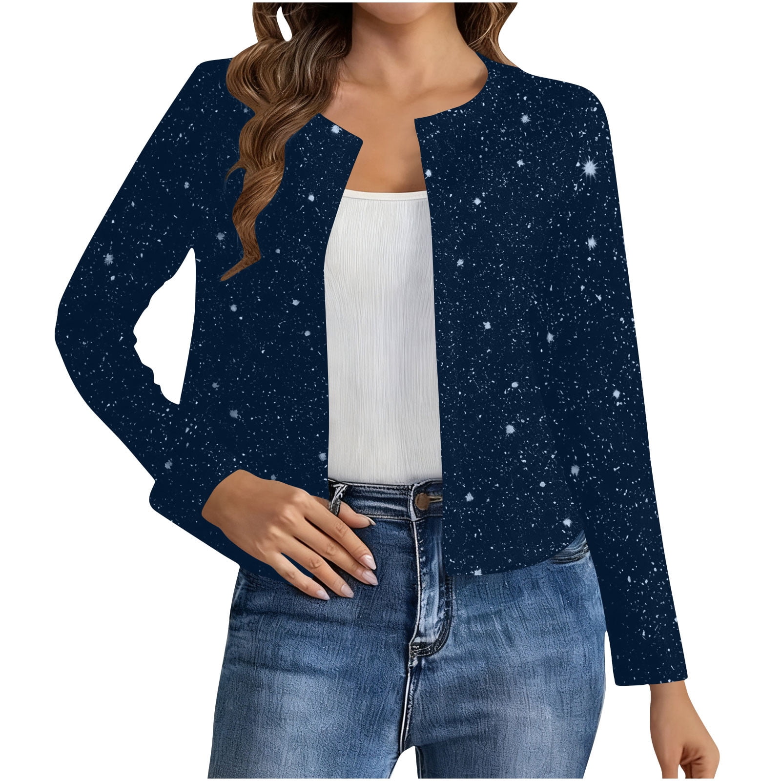 Cropped Sequin Cardigans for Women Long Sleeve Open Front Elegant ...