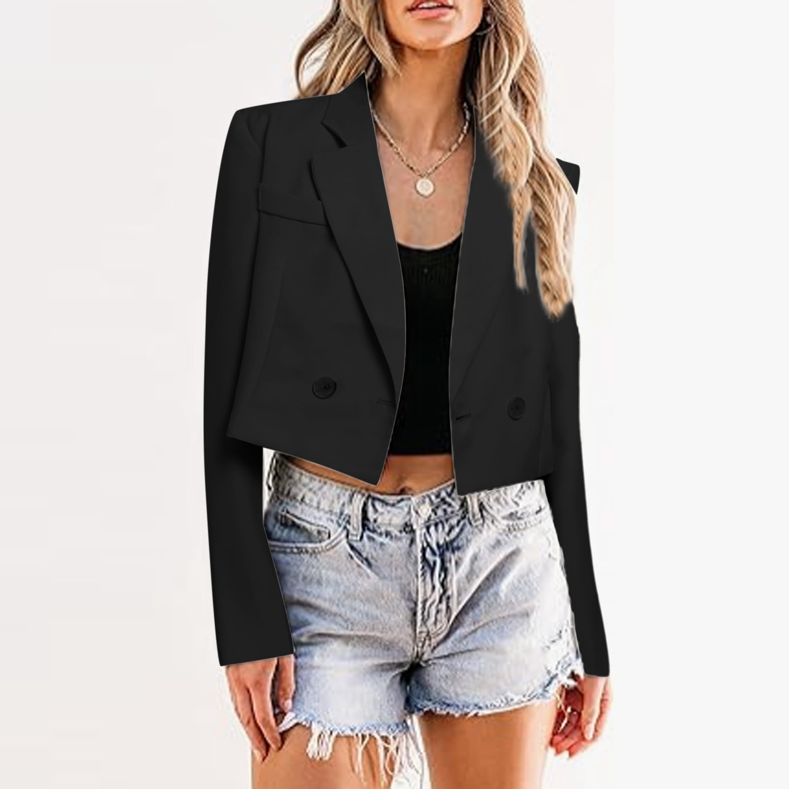 Cropped For Women Business Casual Open Front Long Sleeve Suit Jacket ...