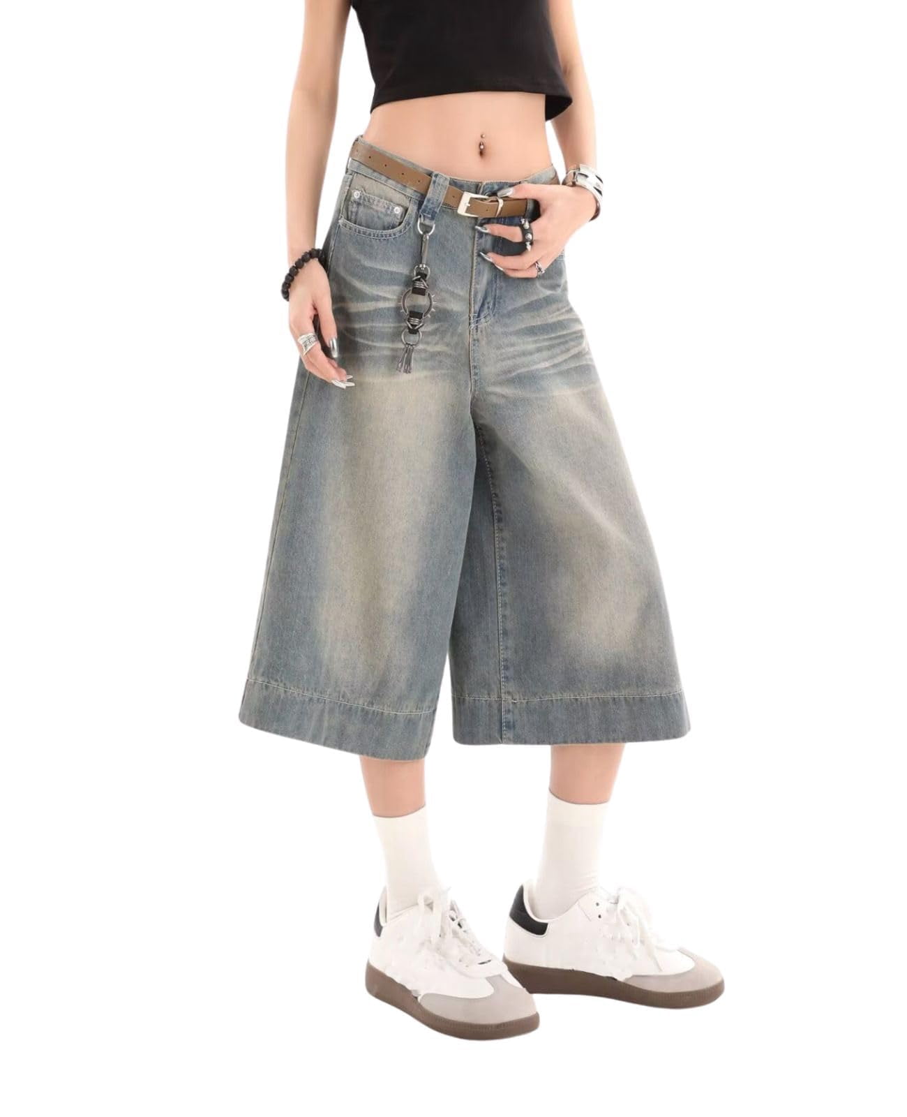 Cropped Y2k Baggy Jean Shorts Jorts Y2k Hip Hop Shorts Skater Jeans ...