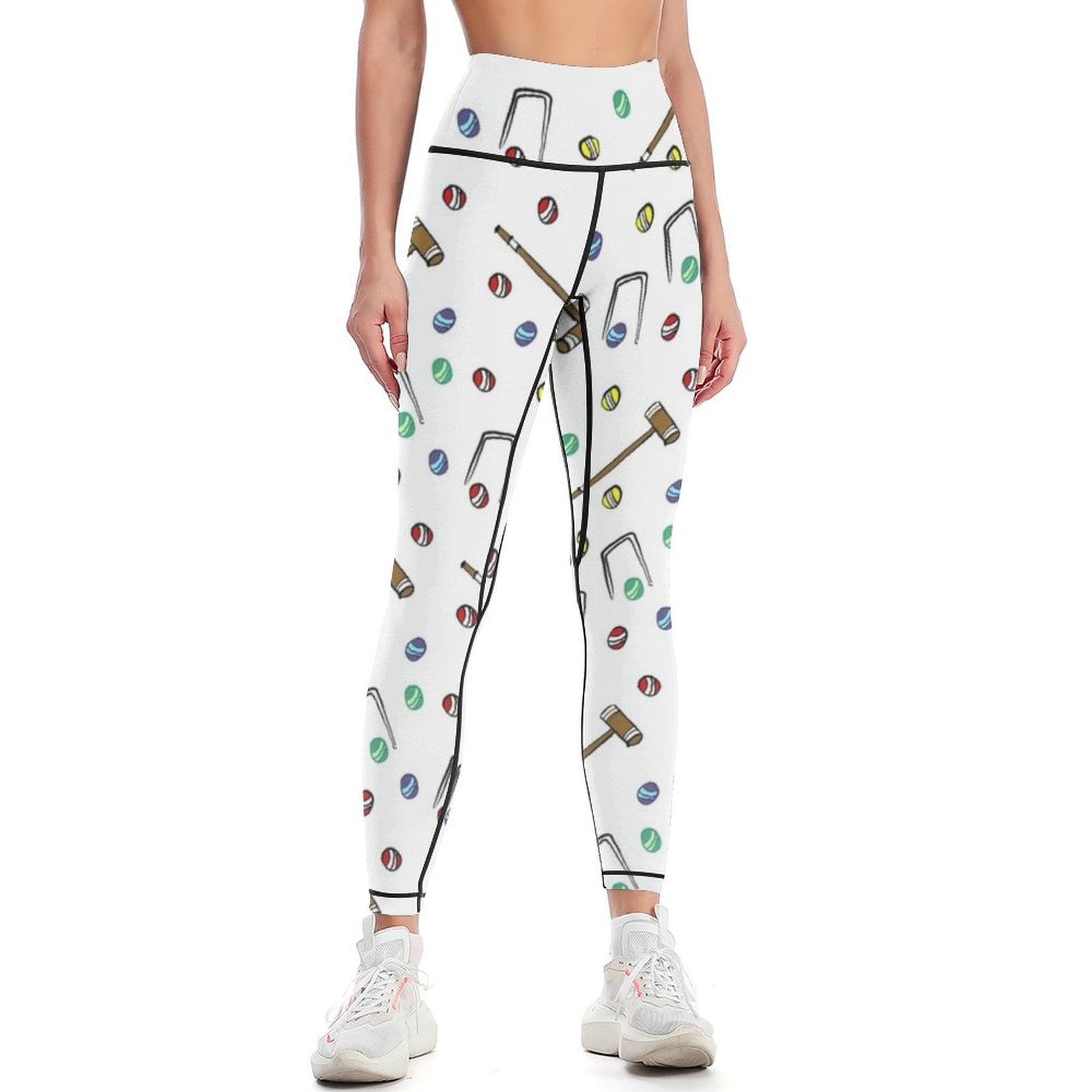 Croquet Pattern Cute Wickets Mallets and Croquet Balls Leggings push up ...