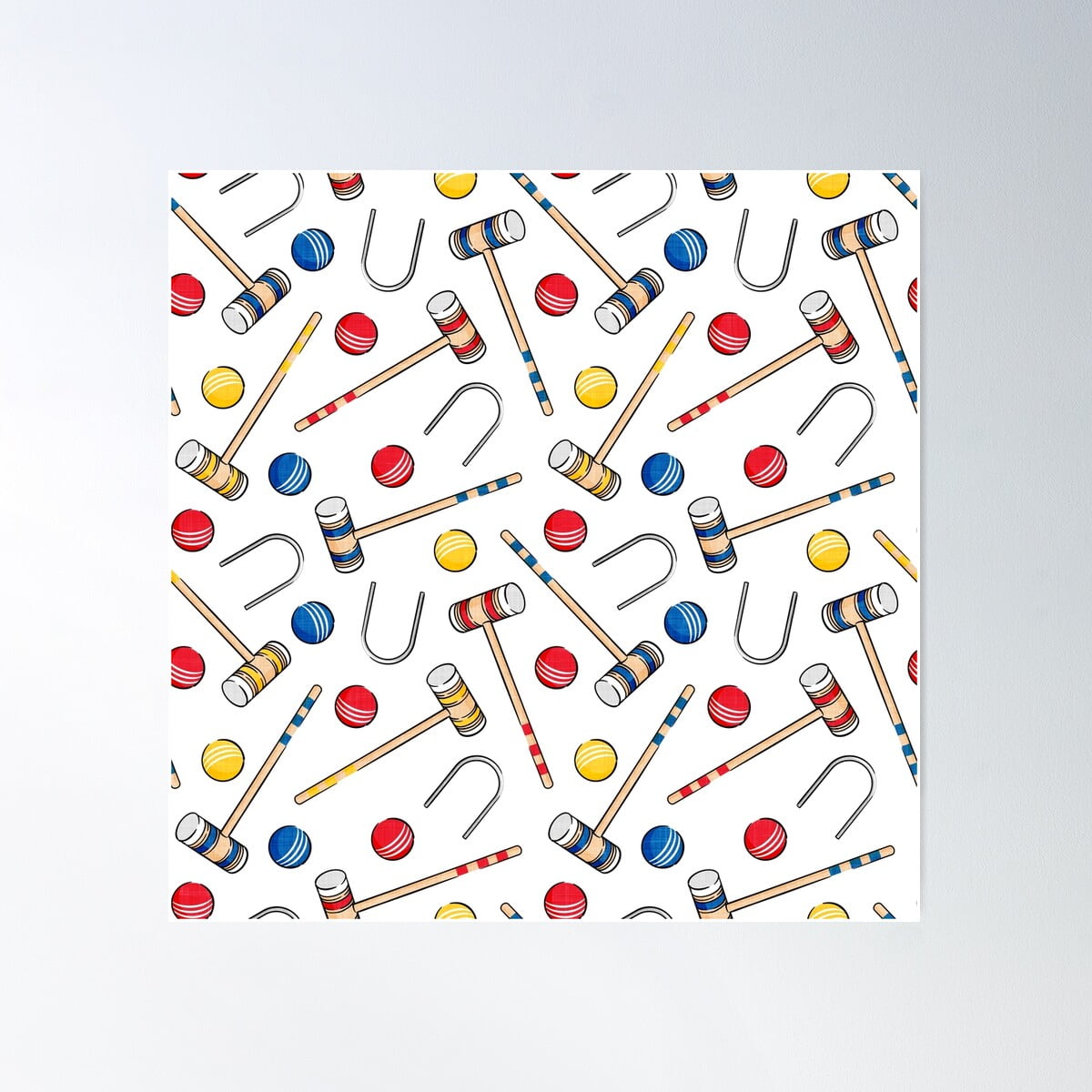 Croquet Set - White Poster Wall Art, Modern Wall Decor, 24x24 UNFRAMED ...