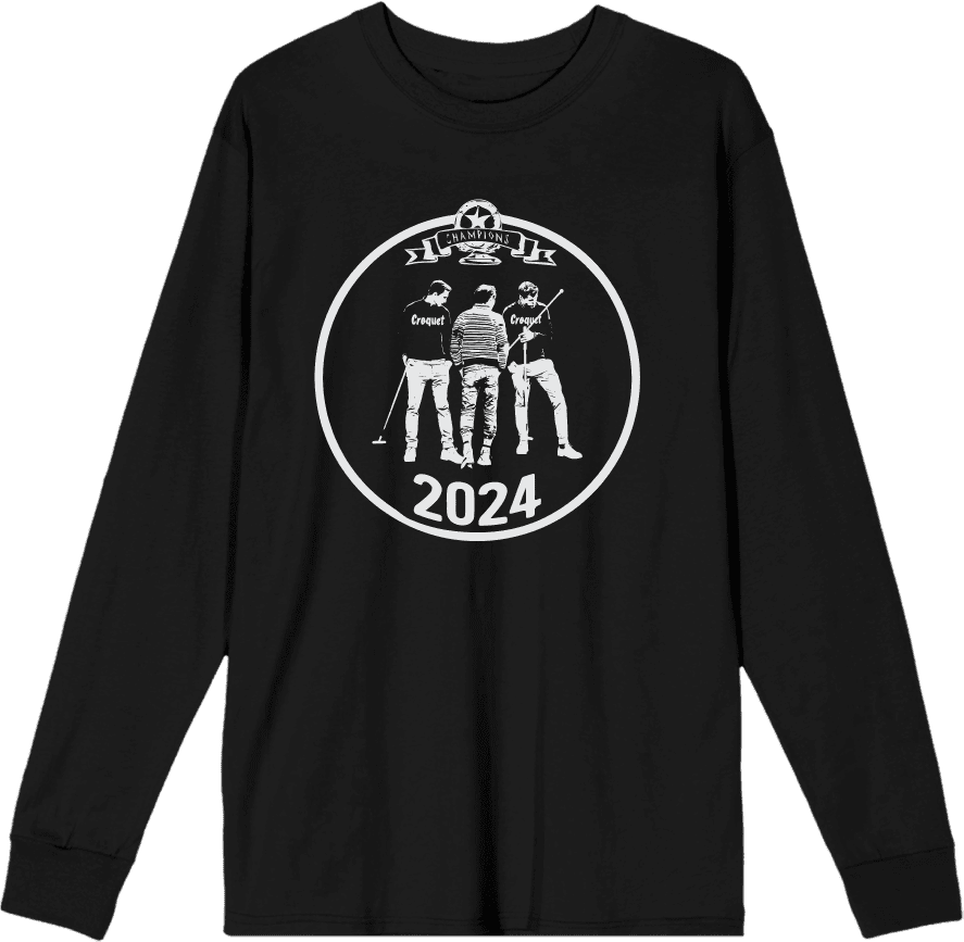 Croquet Team Champions 2024 Adult Black Crew Neck Long Sleeve Tee-Large ...