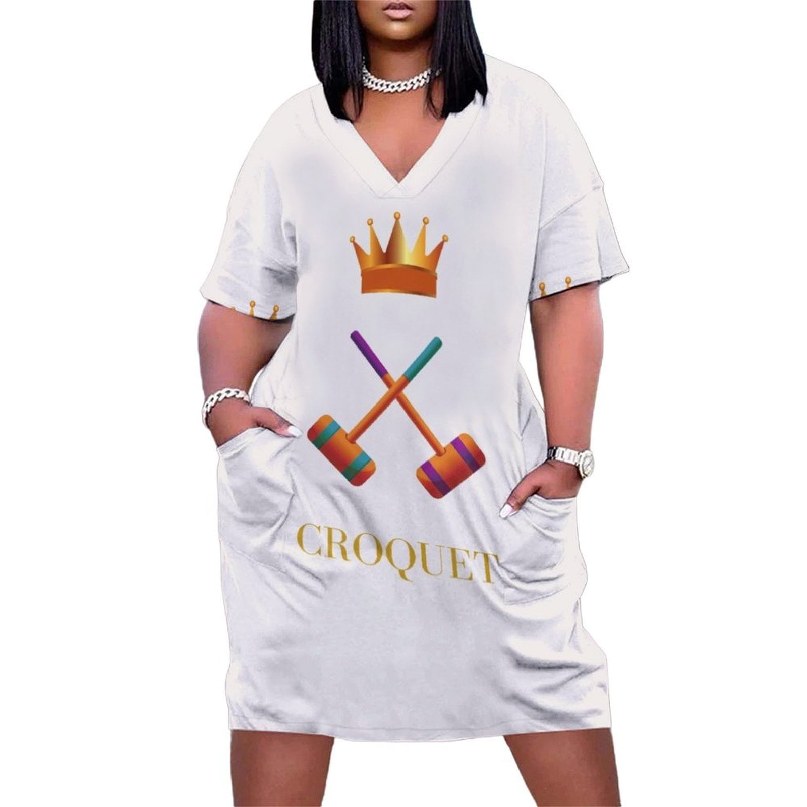 Croquet mallets and crown Loose Pocket Dress Women's skirt Woman ...