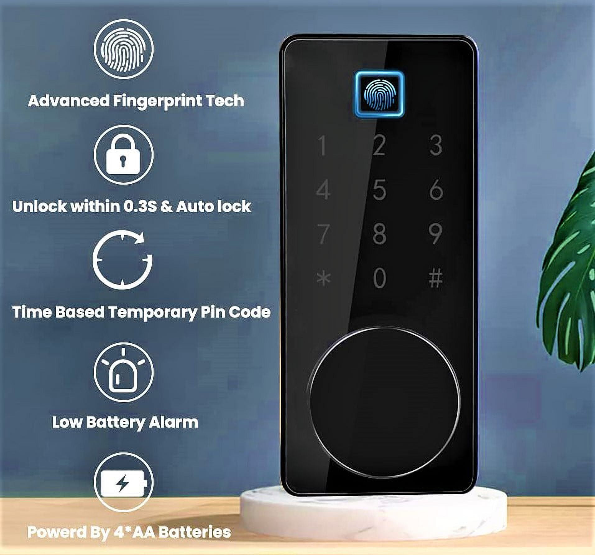 Crorzar Home Touchscreen Door Lock with Fingerprint Scanner - Smart Lock Touchscreen Keypad with ...