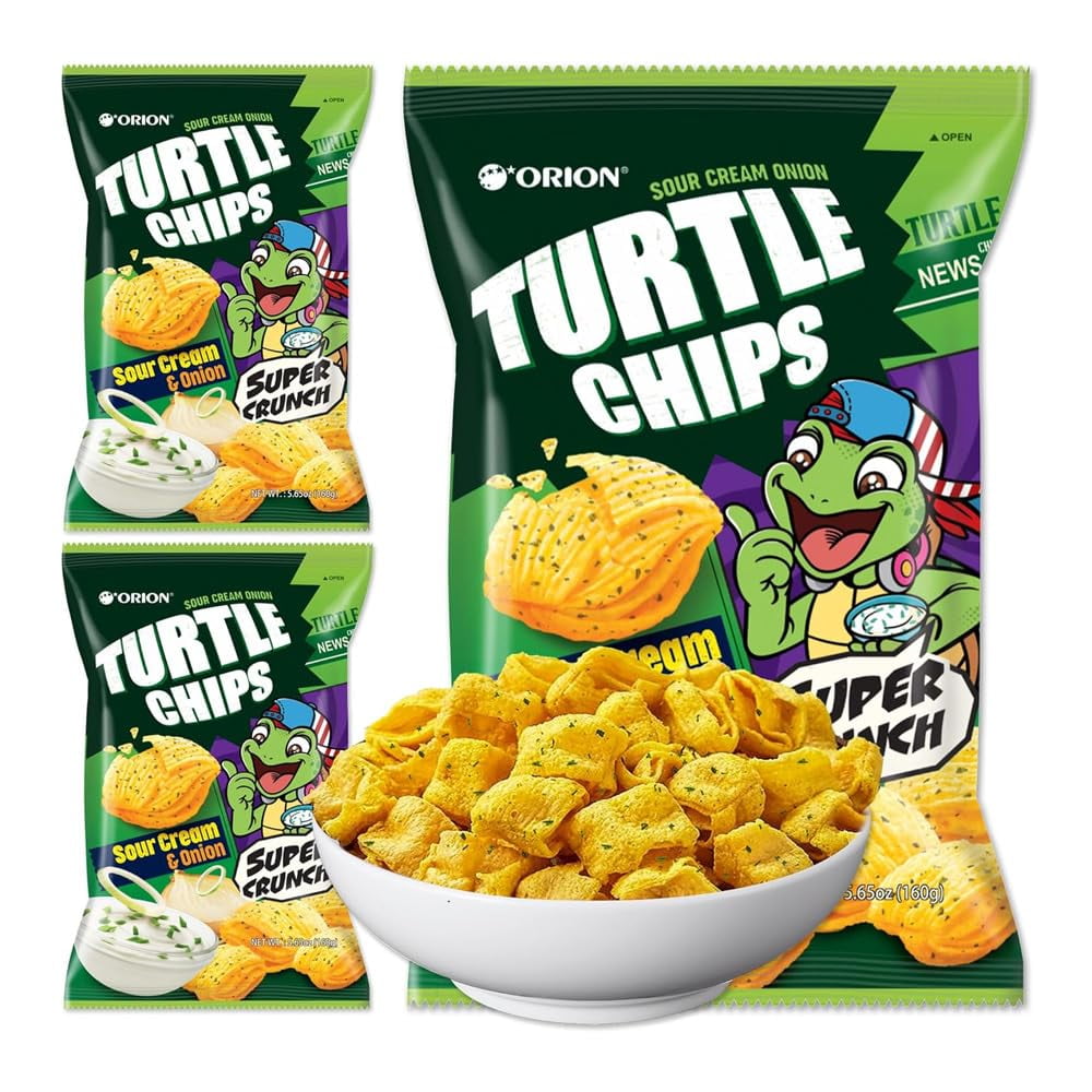 Cros Orion Turtle Chips-Sour AIF4 Cream and Onion Flavor-Crispy Korean ...