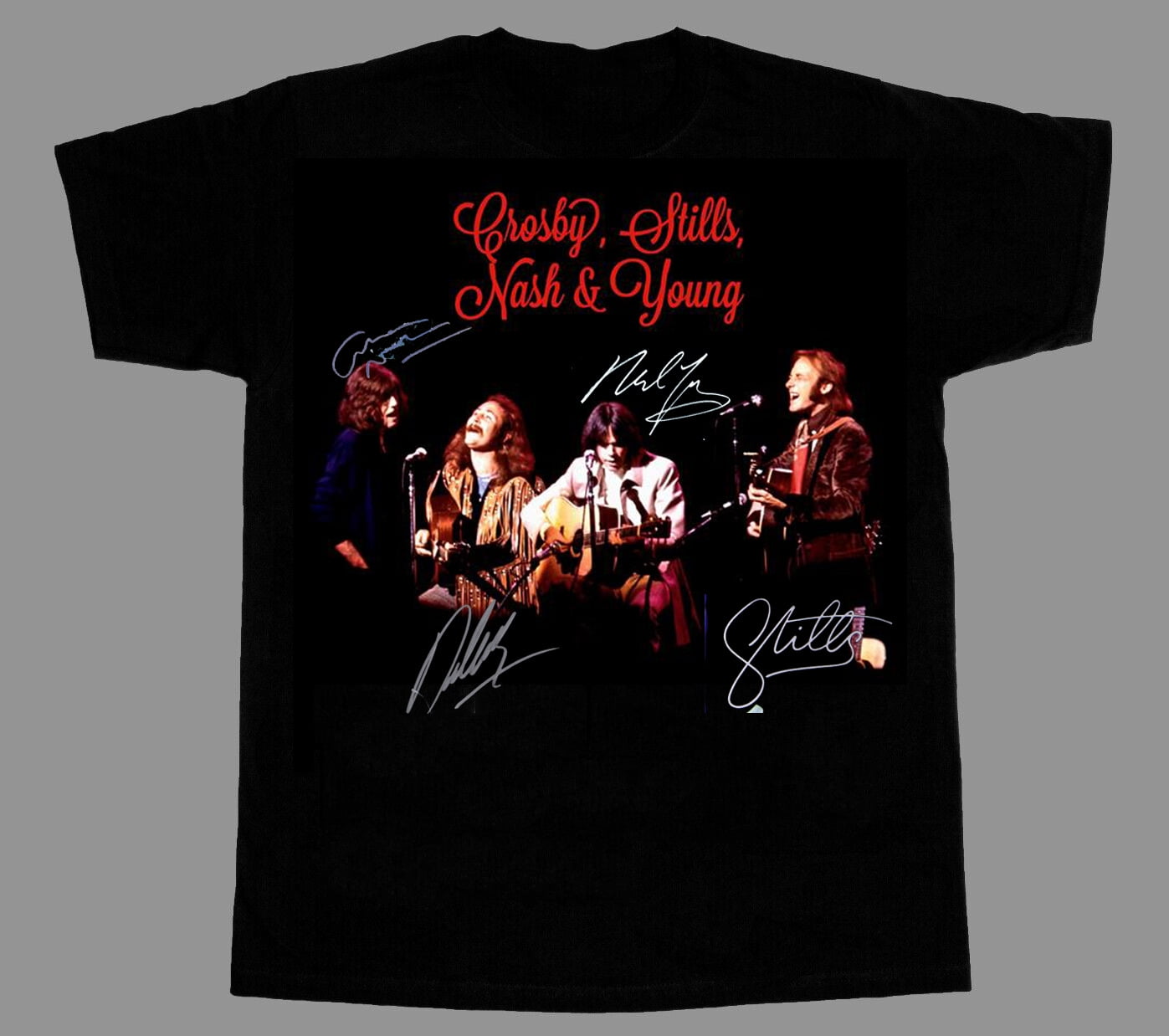 Crosby, Stills, Nash & Young Band Signature T-shirt Cotton All Sizes ...