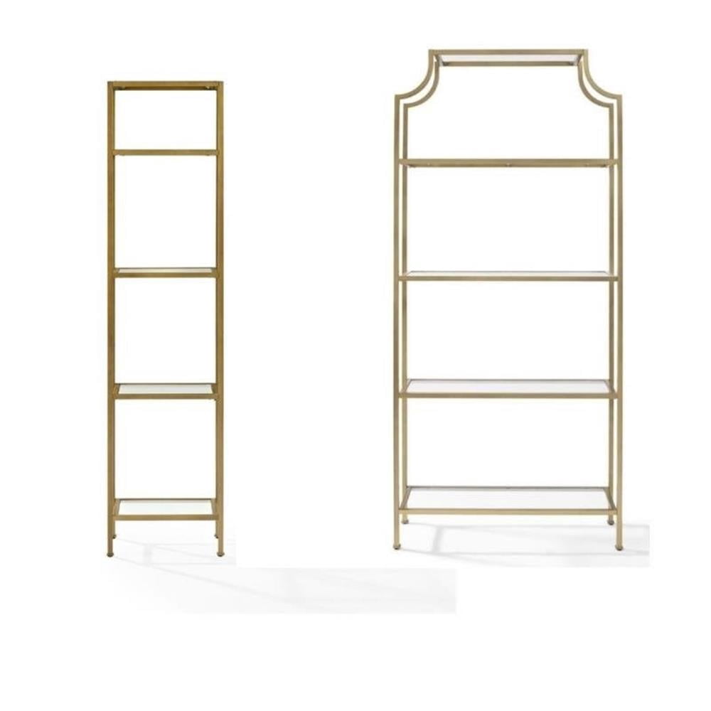 Crosley Aimee 2 Piece Open Display Case Glass Bookcase Set in Antique ...