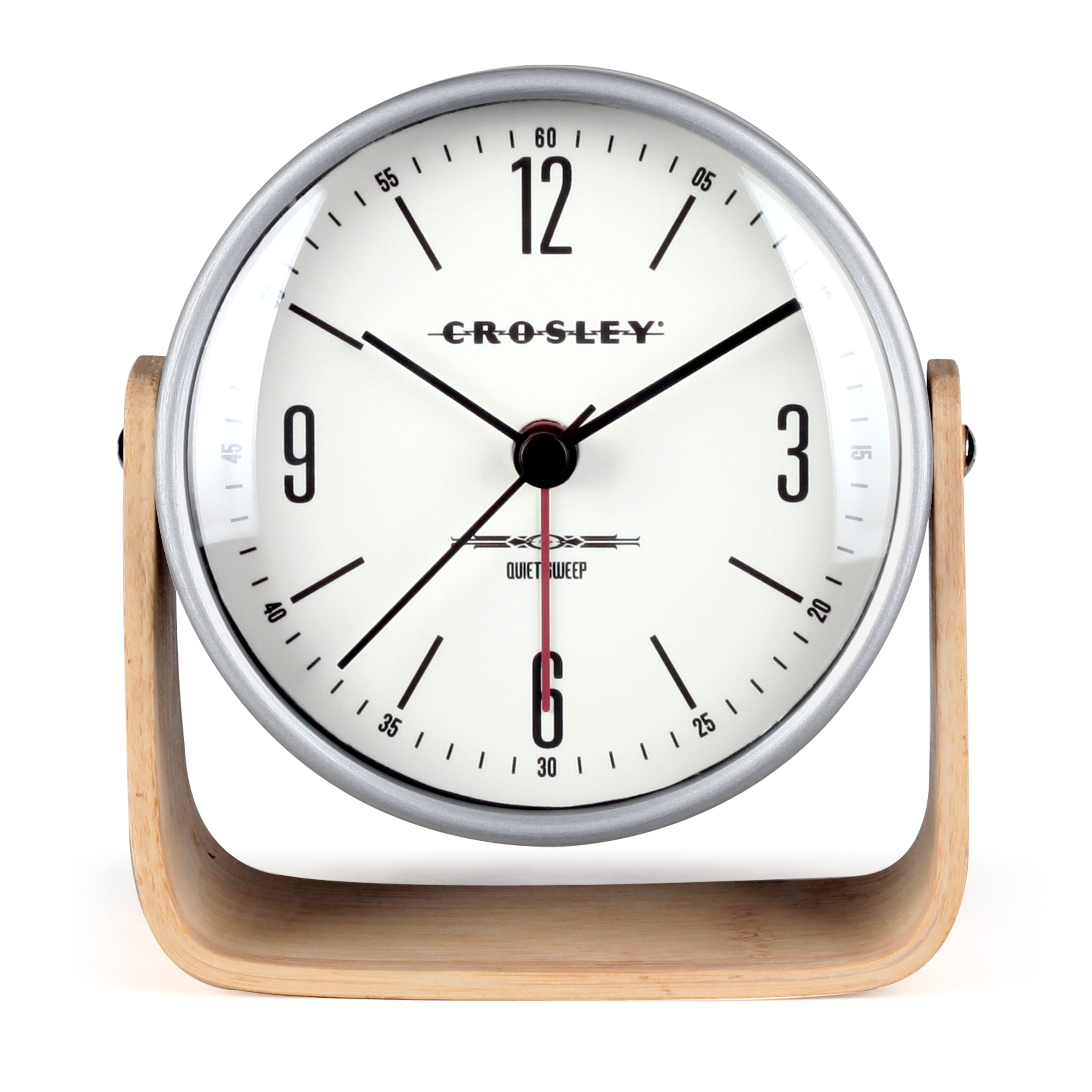 Crosley Analog Bamboo & Metal Tilt Alarm Clock with Silent Sweep ...