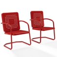 Crosley Furniture Bates Retro Red Outdoor Metal Armchairs, Comfortable ...